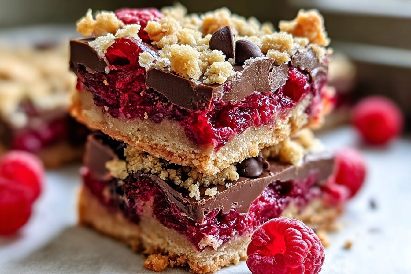 Chocolate Raspberry Crumb Bars Recipe With Crispy Topping